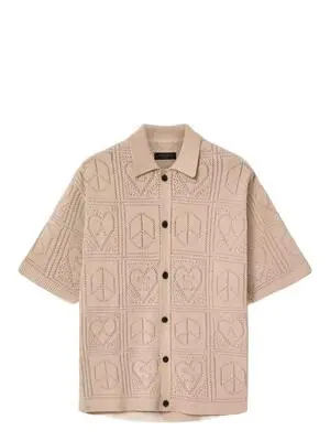 ALLSAINTS Short-sleeved Knitted Cardigan - Sand Taupe