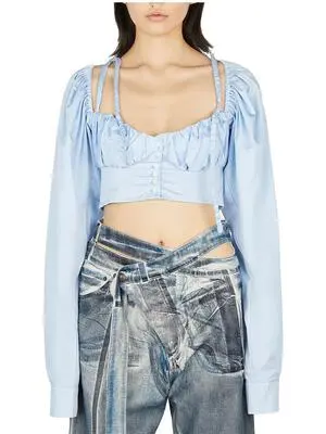 Ottolinger Pleated Round-neck Blouse - Blue