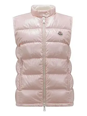 Moncler Logo Patch Zip-up Gilet - Light Pink