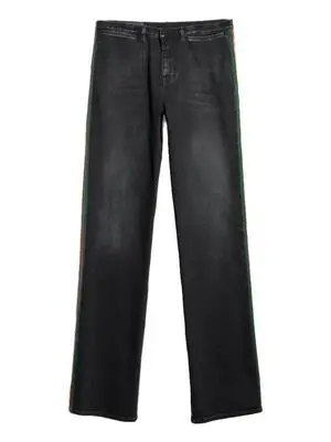 Gucci Low Straight Jeans With Web Detail - Blue Washed