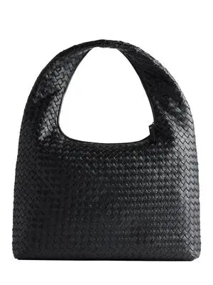 Quince Italian Leather Handwoven Shoulder Bag - Black