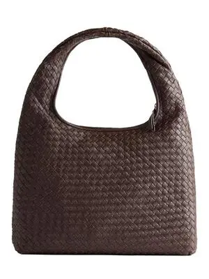 Quince Elodie Handwoven Shoulder Bag In Italian Sheep Leather - Espresso Brown