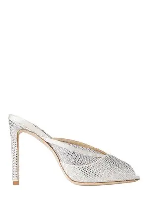 JIMMY CHOO Brigitte Crystal Embellished Mesh Mule - Neutral