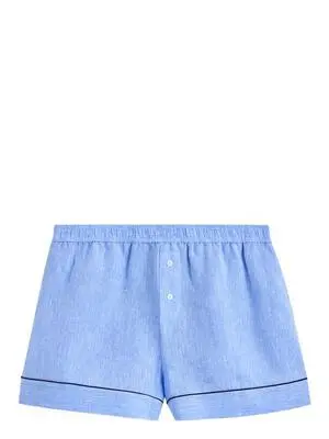 Cos Contrast-piped Linen Shorts - Blue