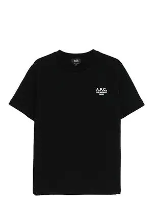 A.p.c. Organic Cotton Embroidered Logo Crewneck T-shirt - Black