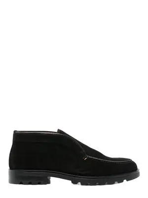 Santoni Calf Suede Ankle Boots - Black