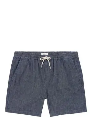 Nn07 Gregor Straight-leg Cotton-chambray Drawstring Shorts - Blue