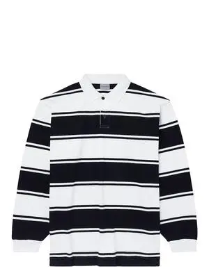 Balenciaga Stripe Cotton Polo Shirt - White