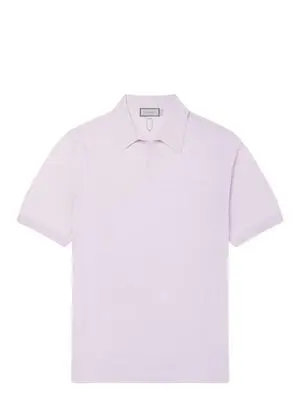 Canali Cotton And Silk-blend Polo Shirt - Lilac
