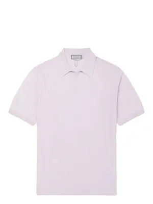 Canali Cotton And Silk-blend Polo Shirt - Purple