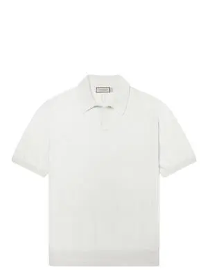 Canali Cotton And Silk-blend Polo Shirt - Neutrals