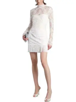 Retrofete Xylina Lace Mini Dress With Fringe Trim - White