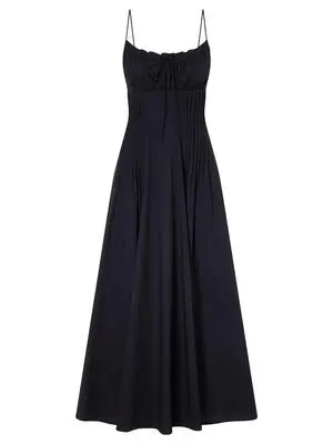 Staud Margi Ruffled Pleated Midi Dress - Black