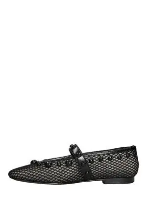 BIBI LOU Carinna Stud-embellished Mesh Ballet Flats - Black