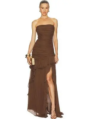 NICHOLAS Viola Strapless Gown - Brown