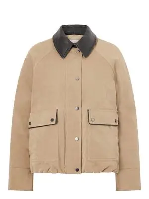 Brunello Cucinelli Leather Collar Jacket - Brown