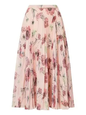 ERDEM Erdem Floral-Print Plissé-Voile Midi Skirt