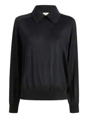 Khaite Khaite Silk-Knitted Polo Sweater Black