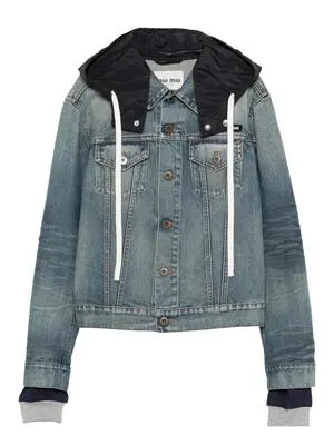 Miu Miu Hooded Denim Jacket - Blue