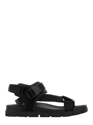 Prada Suede And Fabric Sandals With Buckle Fastening - Black