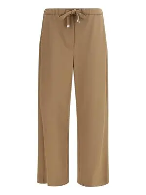 Max Mara Wool Flared Elasticated Waistband Pants - Brown