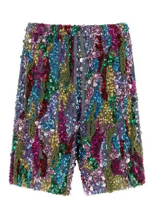Dries Van Noten Embellished Crepe Bermuda Shorts - Multicolor