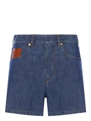Fendi Chambray Denim Shorts - Blue