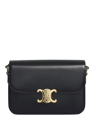 Celine Triomphe Classique Bag In Glossy Calfskin - Black