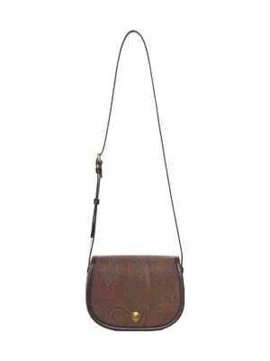 Etro Paisley Pattern Leather Trim Shoulder Bag - Brown