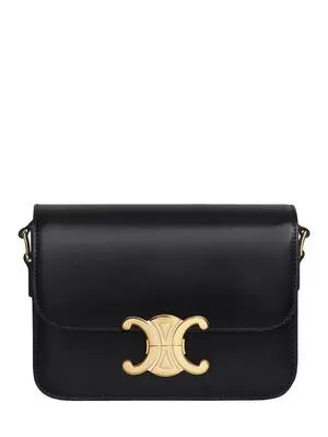 Celine Triomphe Teen Bag In Shiny Calf Leather - Black