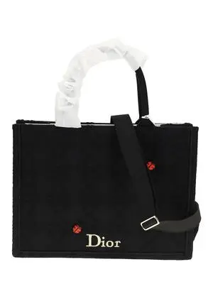 Dior Medium Book Tote Raffia Cannage - Black