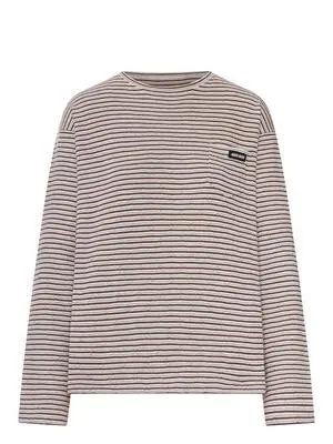 Miu Miu Striped Cotton And Cashmere Blend Long Sleeve T-shirt - Multicolor