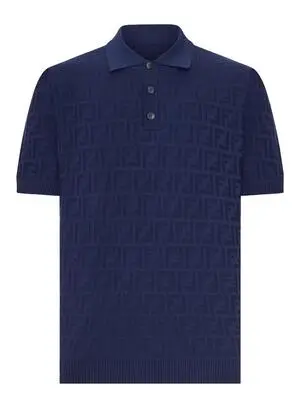 Fendi Dark Tricot Cotton Polo Shirt - Blue