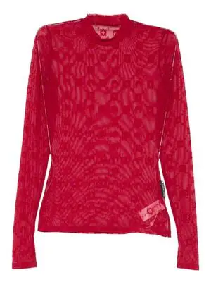 MARINE SERRE Long-sleeved Printed Turtleneck T-shirt - Red