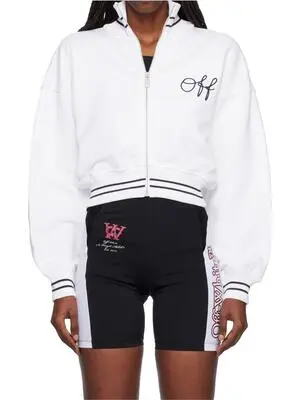 Off-White Logo-embroidered Striped Bomber Jacket - White/iris Blue