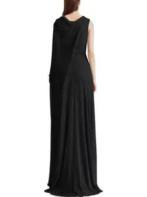 GEMY MAALOUF Draped Sequin Gown - Black