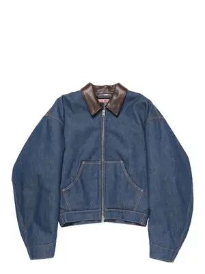Acne Studios Denim Jacket With Leather Collar - No