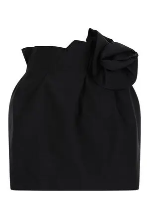 Magda Butrym Floral Detail Wool Silk Mini Skirt - Black