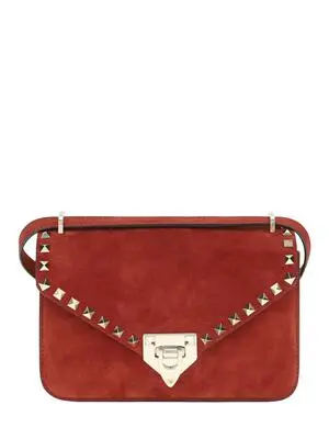 Valentino Garavani Rockstud Mini Suede Shoulder Bag - Red