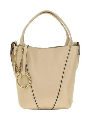 Chloé Spin Shoulder Bag In Shiny Grained Leather - Cream