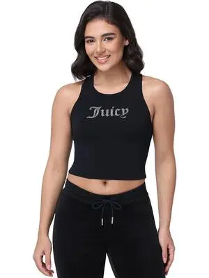 Juicy Couture Embellished High Neck Crop Tank - Liquorice