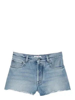 Miu Miu Light Faded Wash Denim Mini Shorts - Blue