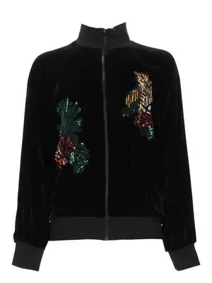 P.a.r.o.s.h Velvet Bomber Jacket With Sequined Embellishments - Multicolor