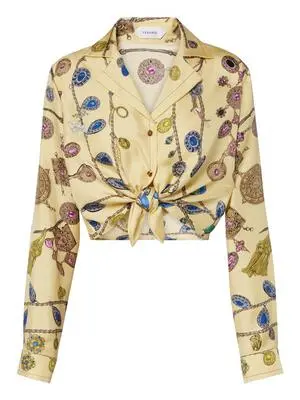 Versace Printed Silk Twill Shirt - Yellow