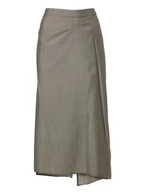 Victoria Beckham Draped Wool And Mohair Midi Skirt - Grey