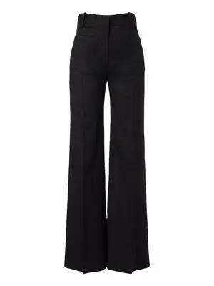 Victoria Beckham Alina Virgin Wool Flared Pants - Grey