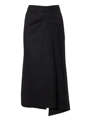 Victoria Beckham Draped Virgin Wool Midi Skirt - Grey