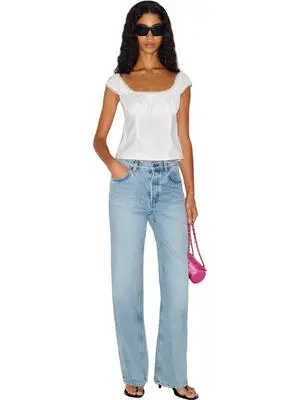 REFORMATION Clyde Low Rise Baggy Jean Denim - Blue