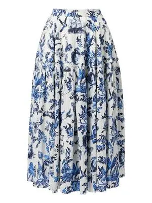 Erdem Floral Midi Skirt - Blue