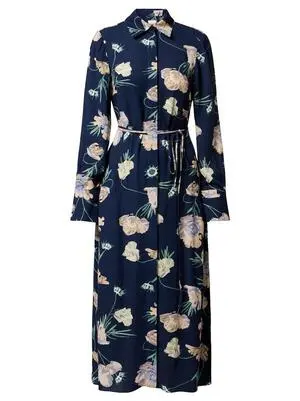 ERDEM Erdem Belted Floral Shirt Dress In Belle Epoque Poppy Navy